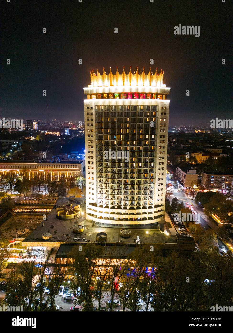 Almaty, Kazakhstan - October 28, 2023: Aerial view of Kazakhstan hotel ...