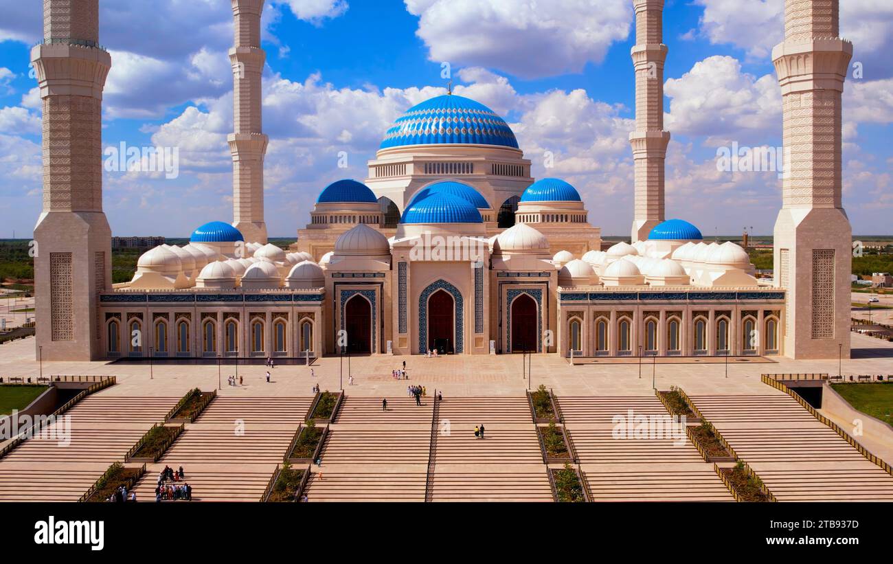 Aerial view of The Grand Mosque of Astana in Kazakhstan. It is the ...
