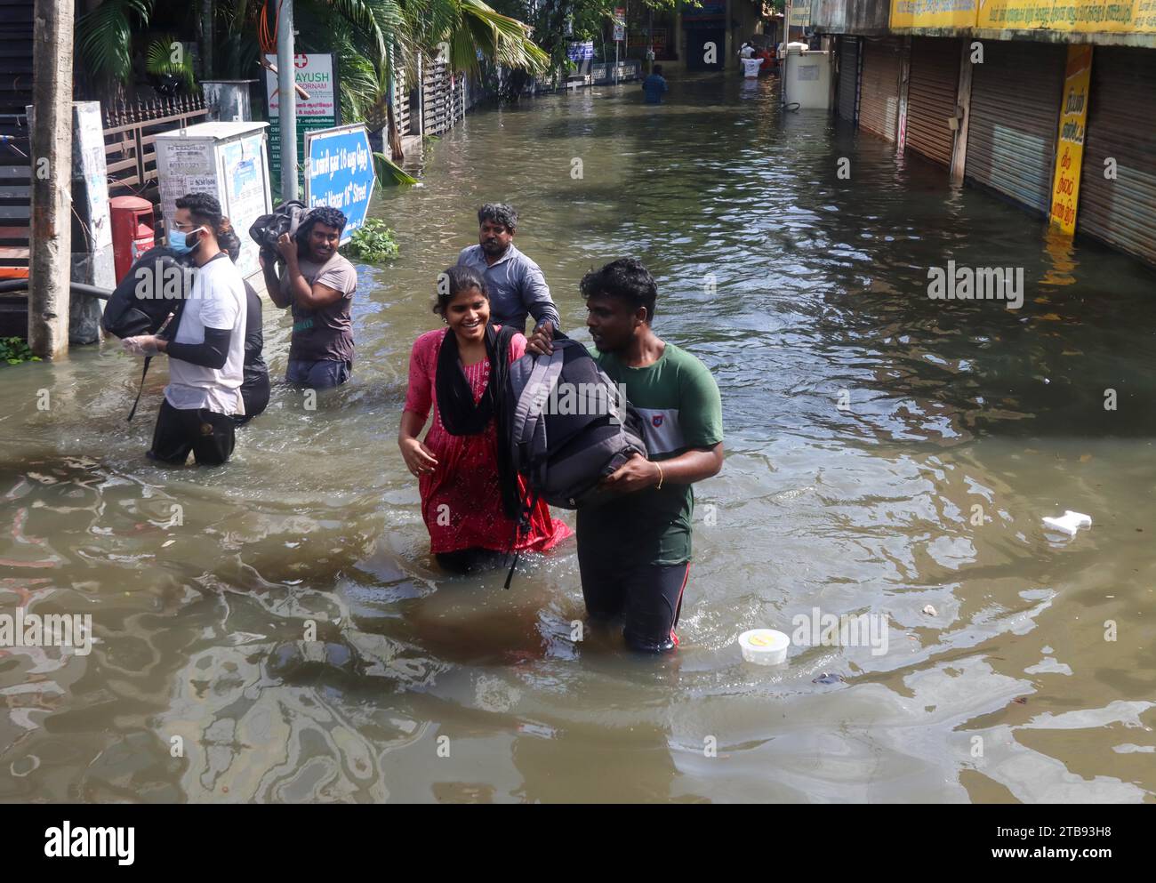 Chennai, India. 05th Dec, 2023. Severe cyclonic storm Michaung made landfall crossing south ...