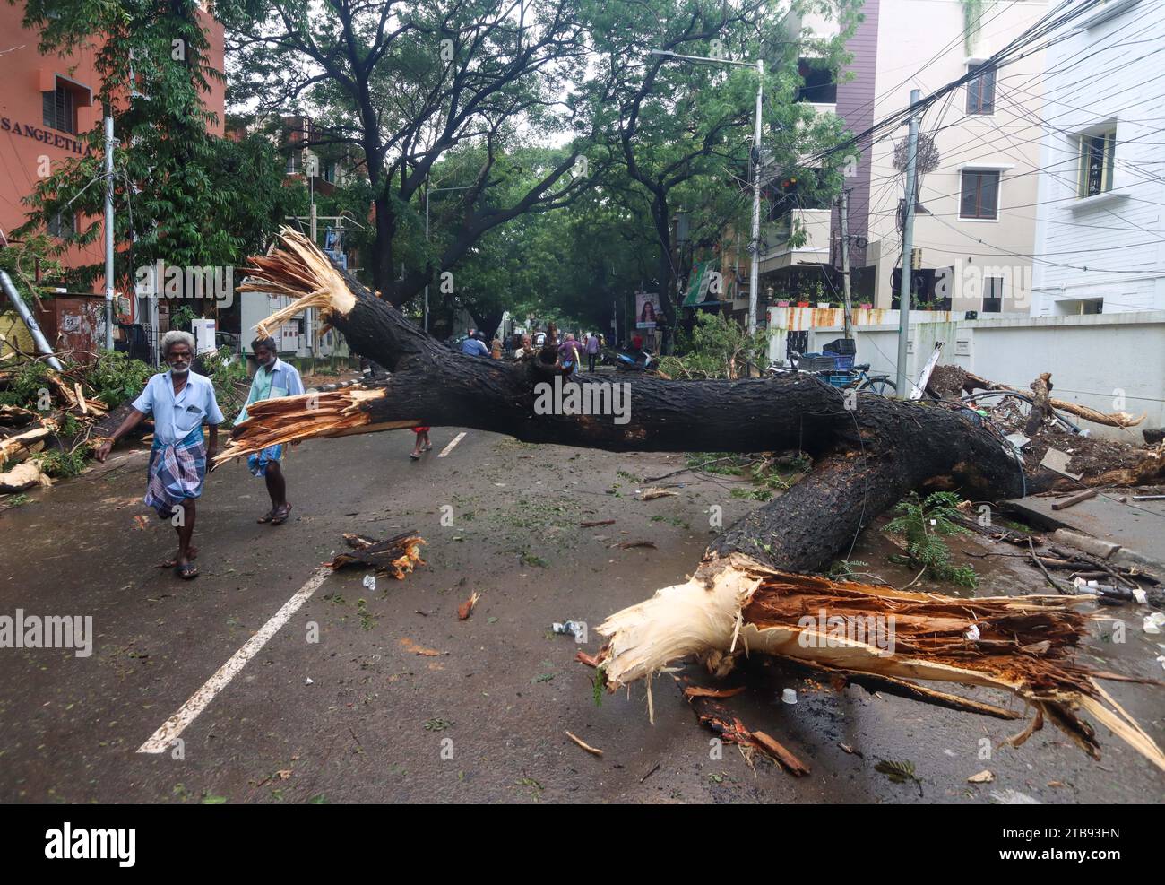 Chennai, India. 05th Dec, 2023. Severe cyclonic storm Michaung made landfall crossing south ...