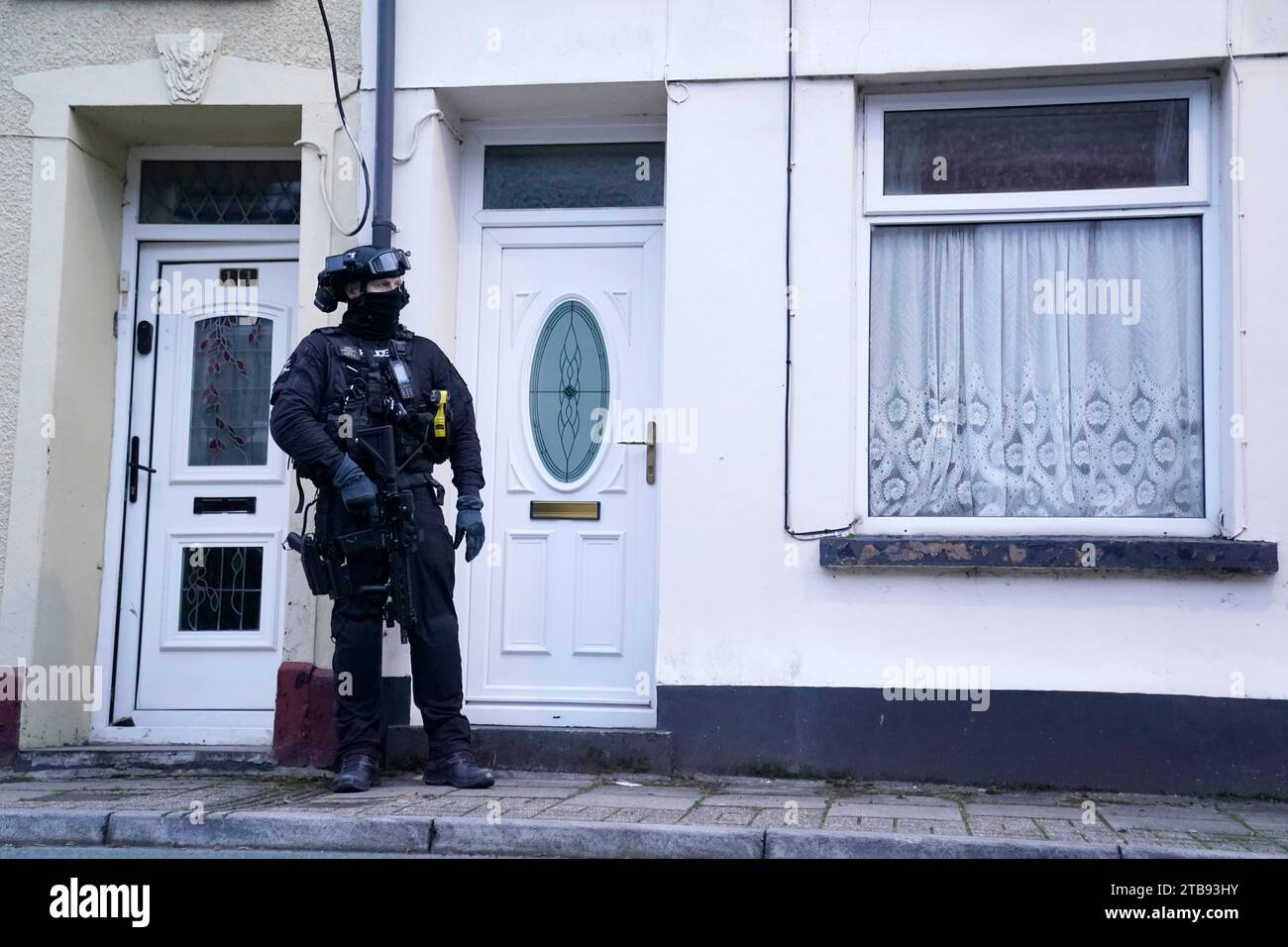 Armed police on Wyndham Street in Merthyr Tydfil after a 29-year-old ...