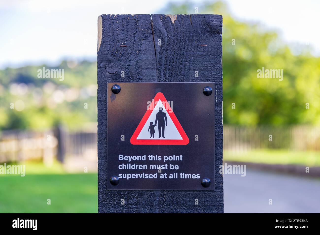 Sign: Beyond this point children must be supervised at all times, seen ...