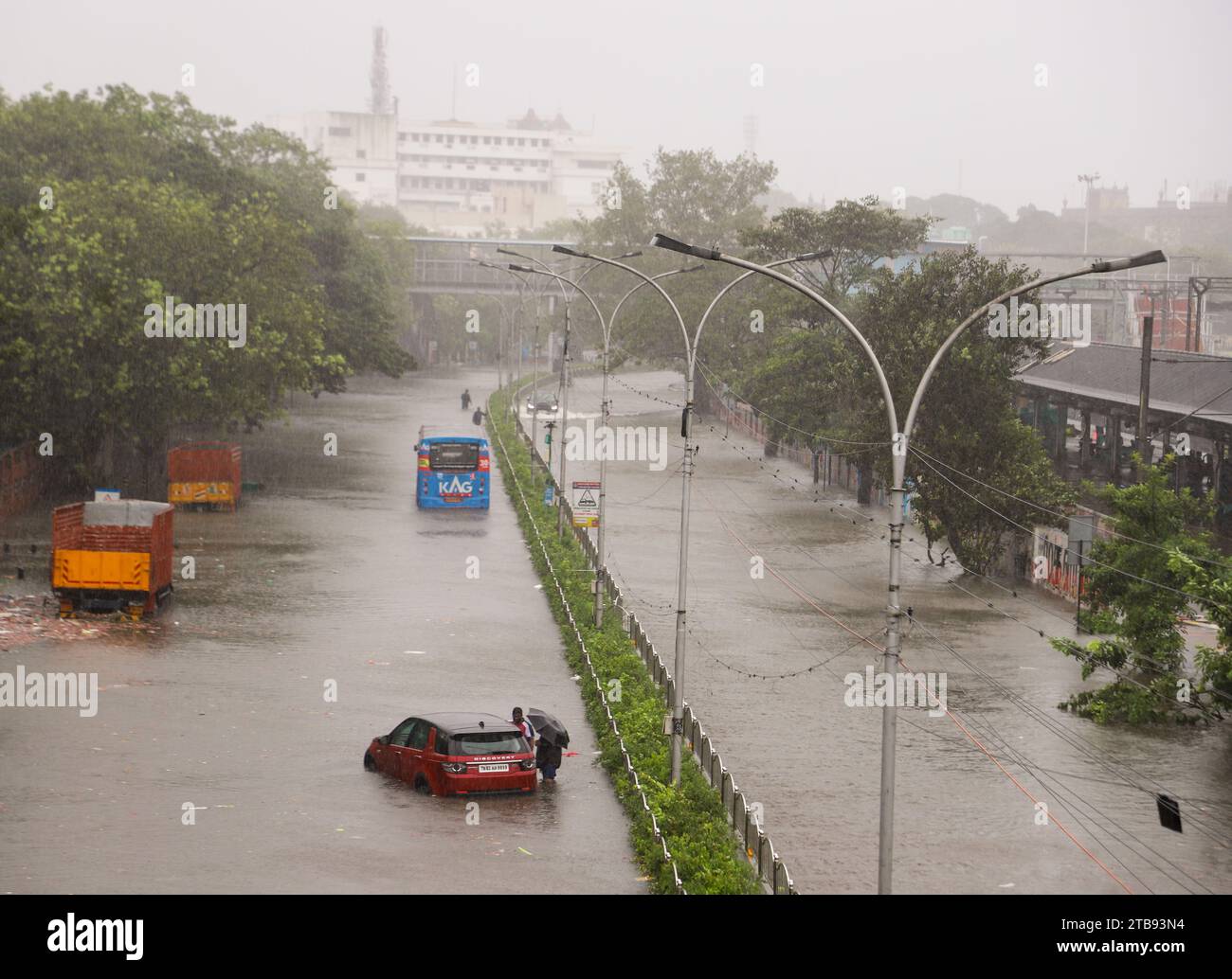 Chennai, India. 05th Dec, 2023. Severe cyclonic storm Michaung made landfall crossing south ...