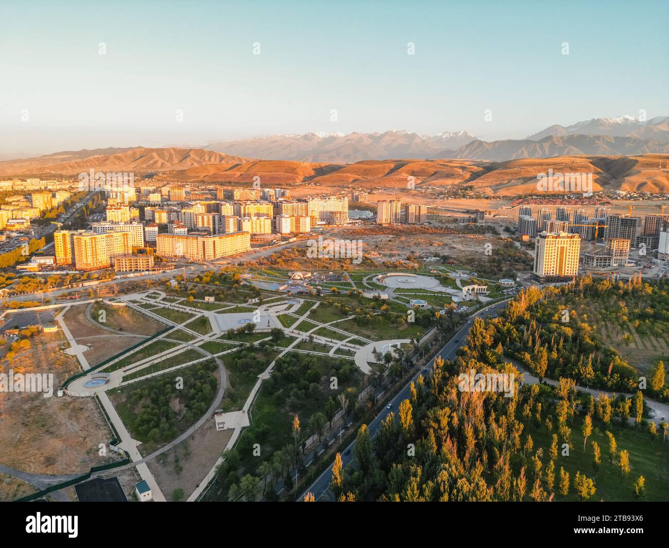 Aerial view of Victory park in Bishkek city Kyrgyzstan and Kyrgyzstan ...