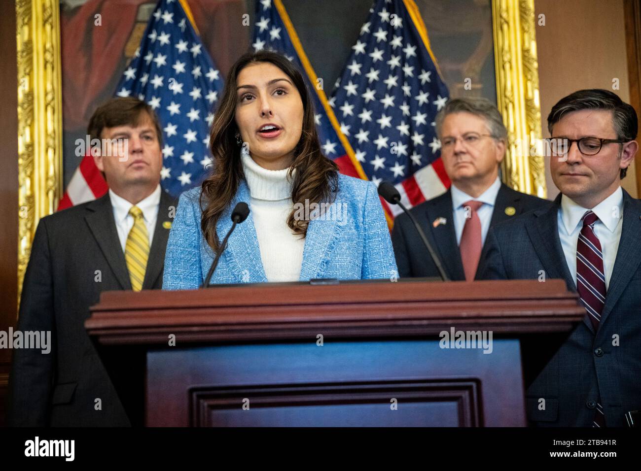 Washington, USA. 05th Dec, 2023. MIT student Talia Khan speaks to media ...