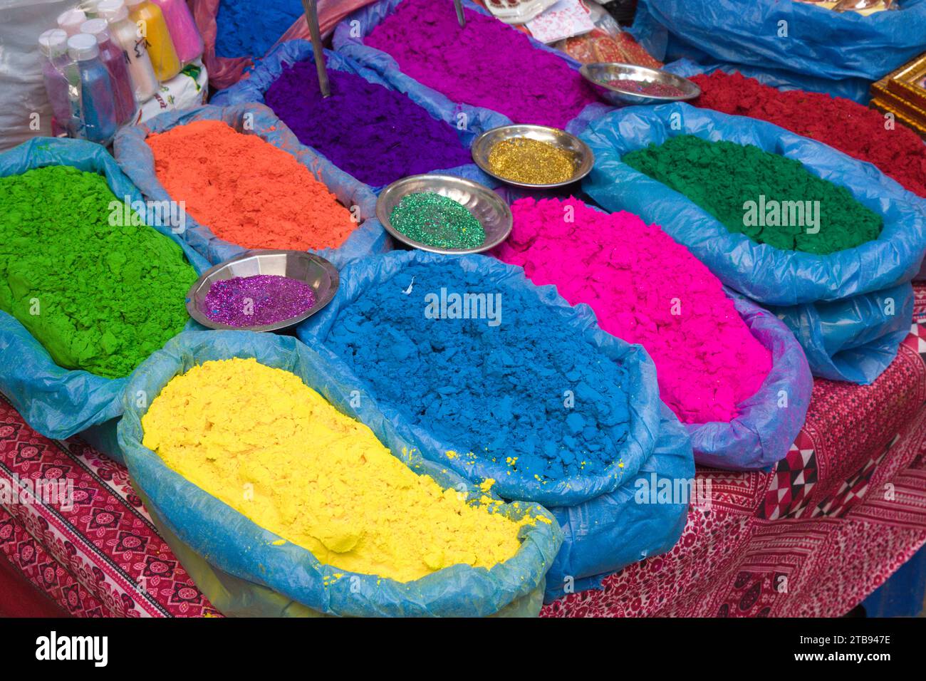 Nepal, Kathmandu, Tihar festival, coloured powders Stock Photo - Alamy