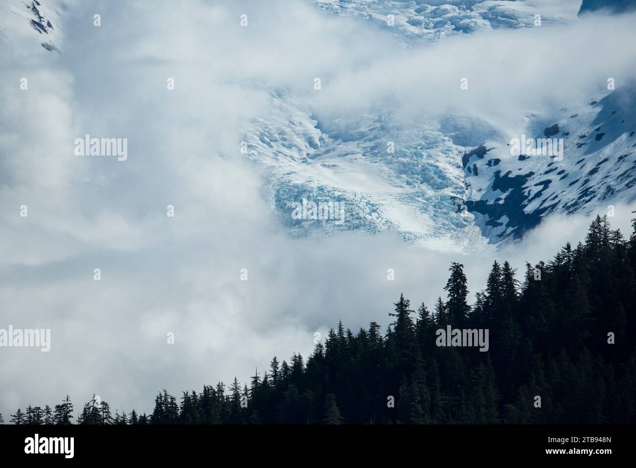 Clouds partially obscure mountains along Endicott Arm-Fords Terror ...