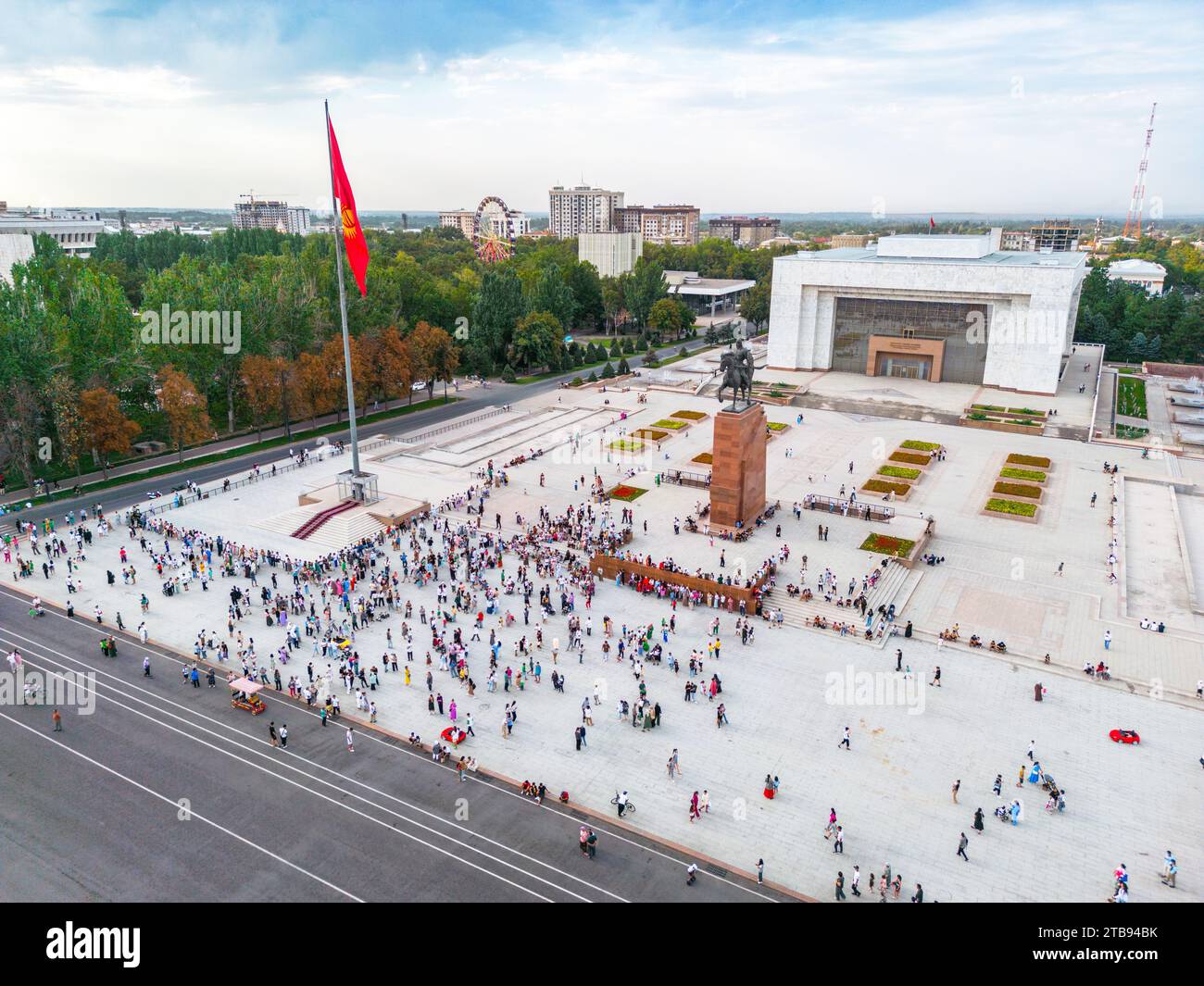 Bishkek, Kyrgyzstan - July 15, 2023: Aerial view of Bishkek city's Ala ...