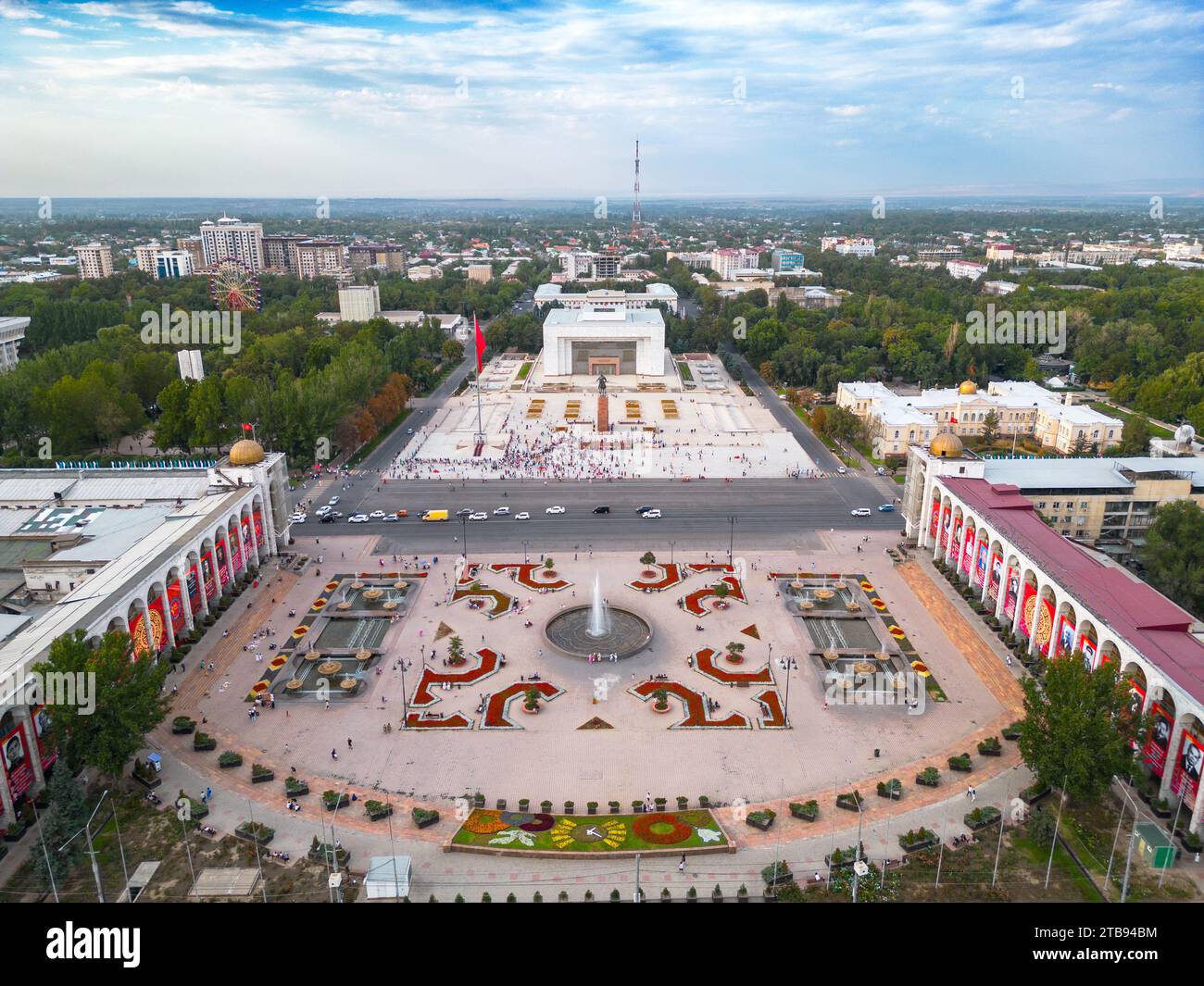 Bishkek, Kyrgyzstan - July 15, 2023: Aerial view of Bishkek city's Ala ...