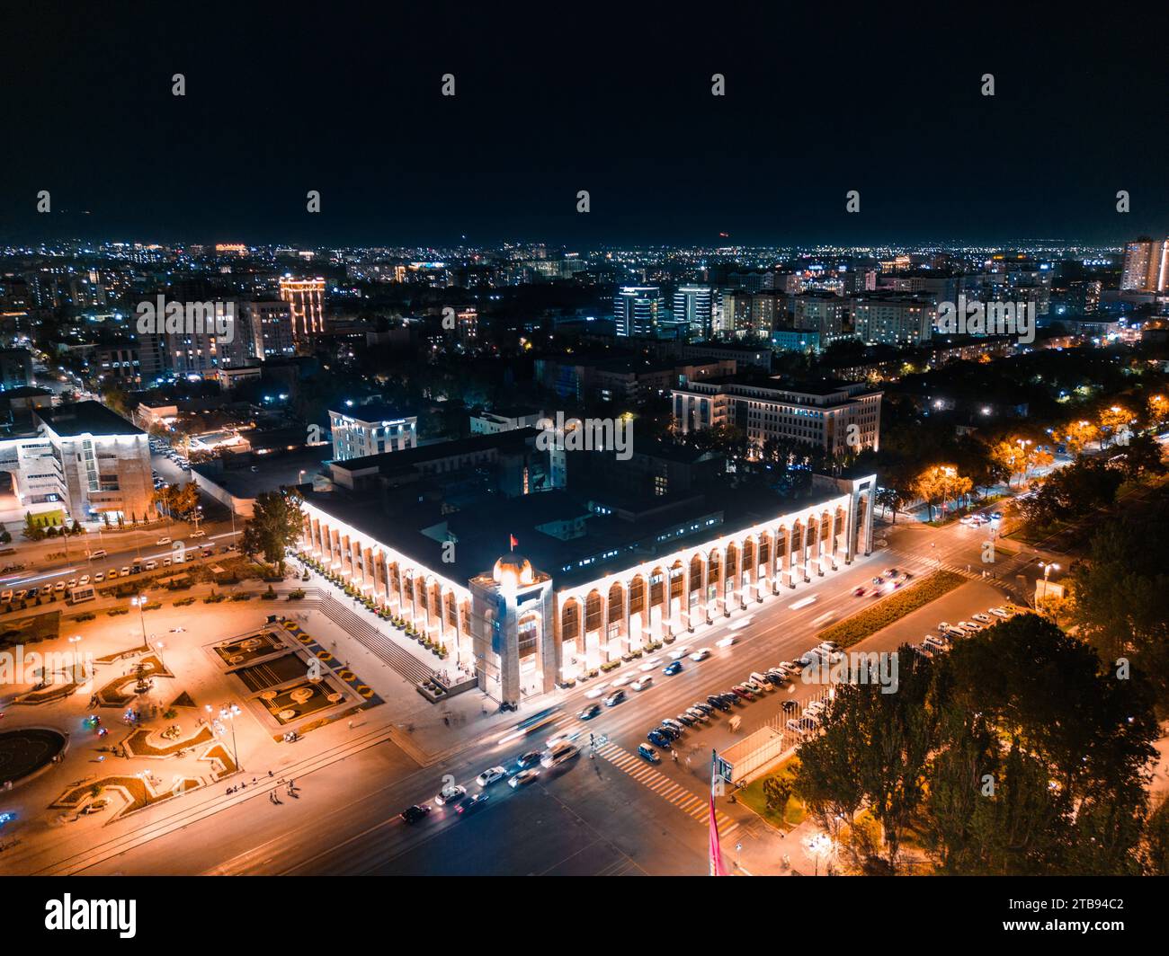 Bishkek, Kyrgyzstan - July 15, 2023: Aerial view of Bishkek city's Ala ...