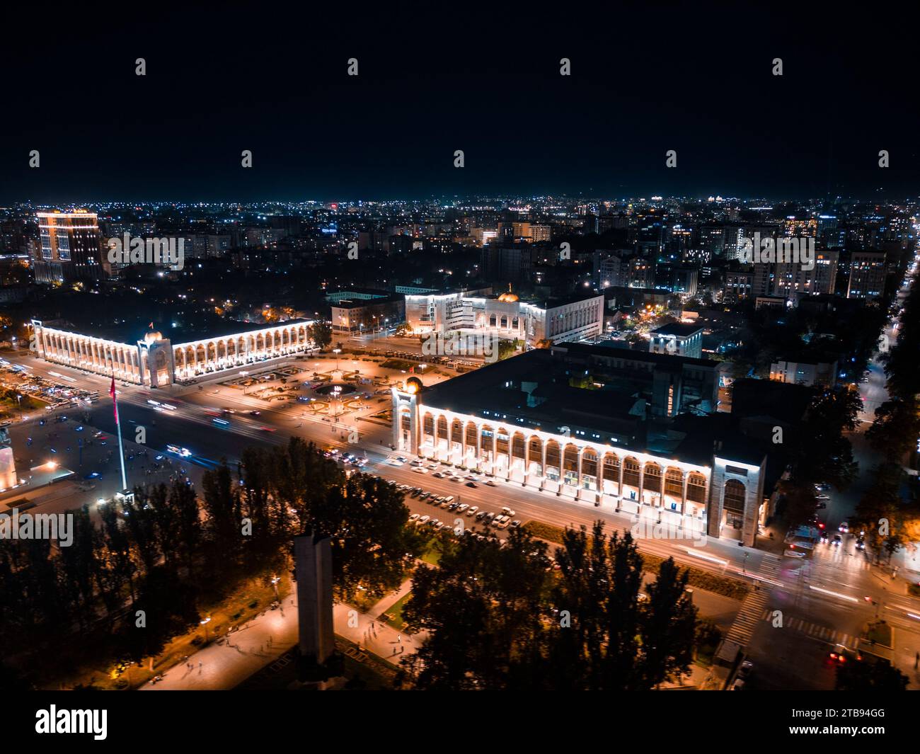Bishkek, Kyrgyzstan - July 15, 2023: Aerial view of Bishkek city's Ala ...
