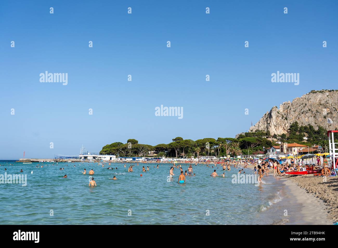 Mondello Beach on Sicily, Italy Stock Photo - Alamy