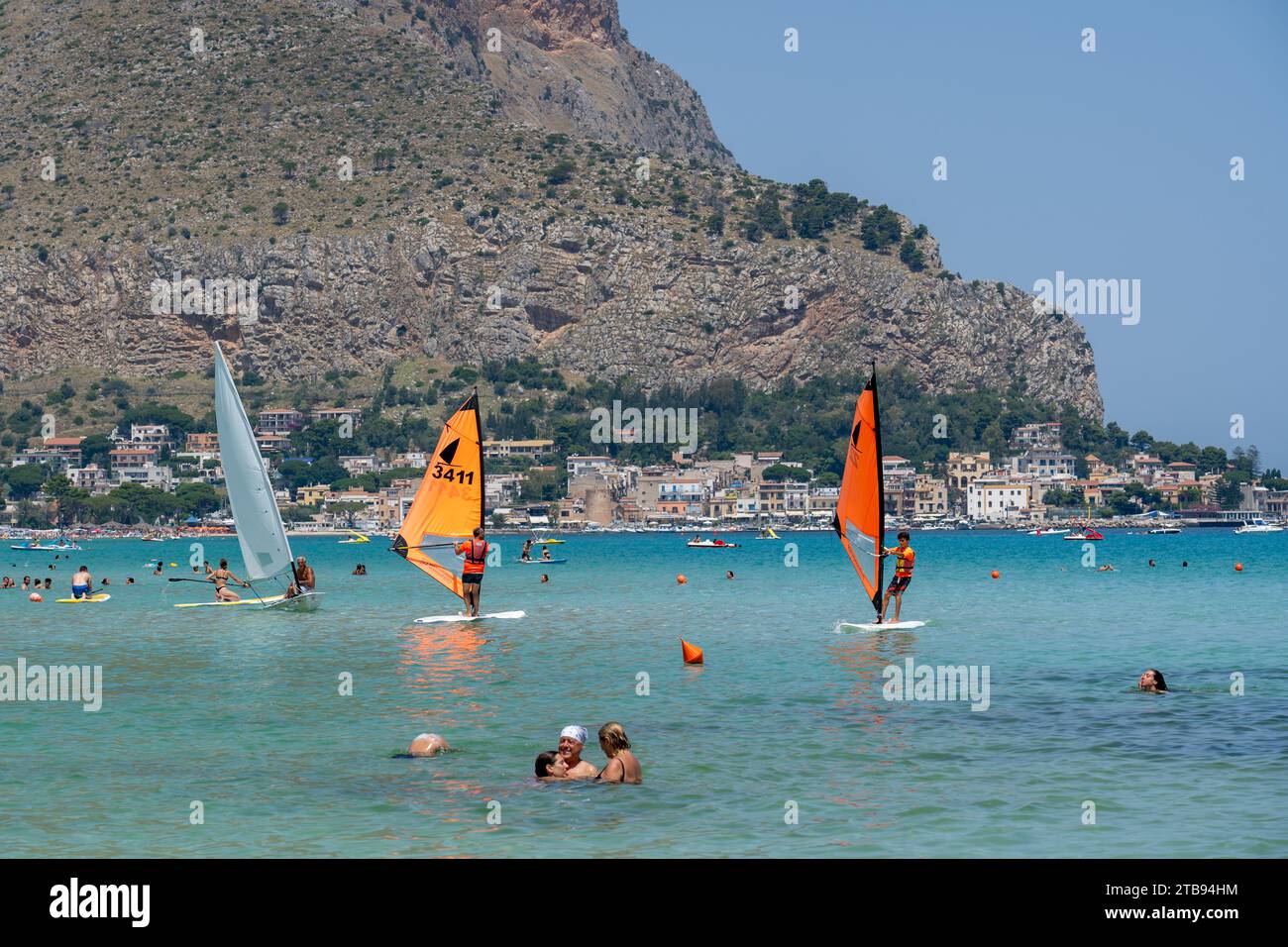 Mondello Beach on Sicily, Italy Stock Photo - Alamy