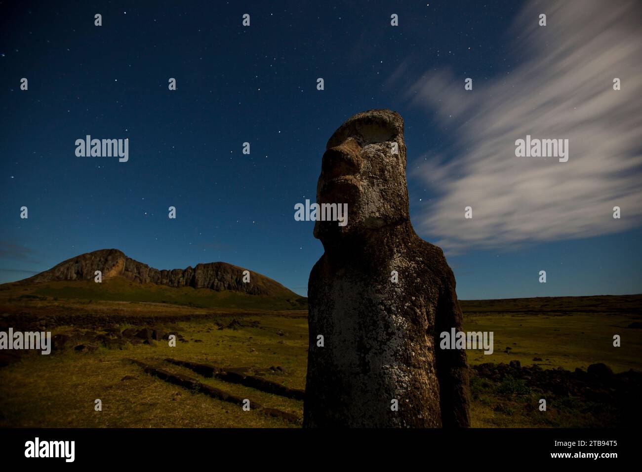 One of the Moai on Easter Island at Tongariki site, Chile; Easter ...