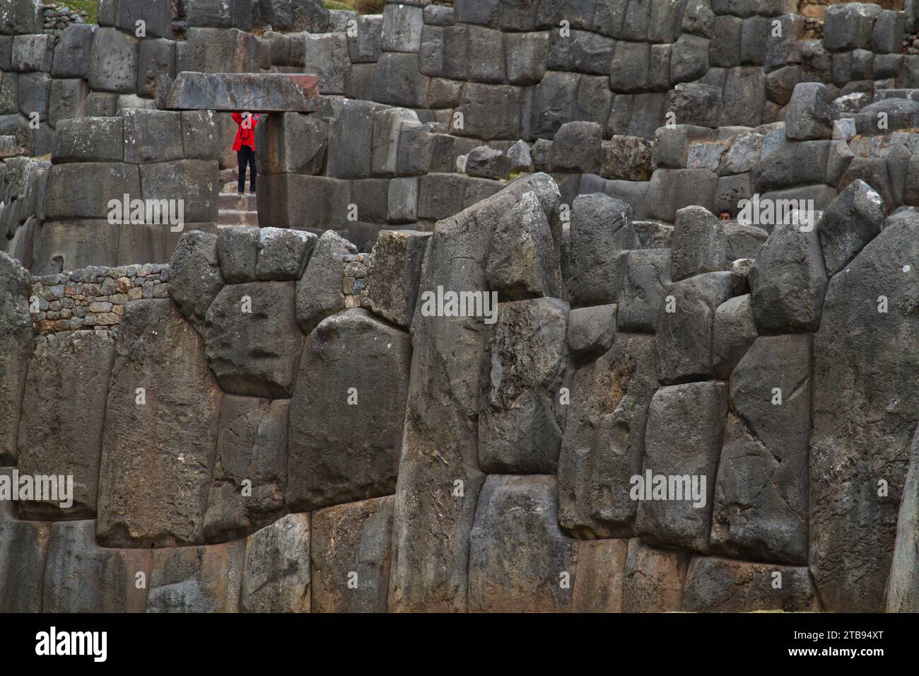 Part of the ruins of Sacsayhuaman walled complex; Cuzco, Peru Stock ...