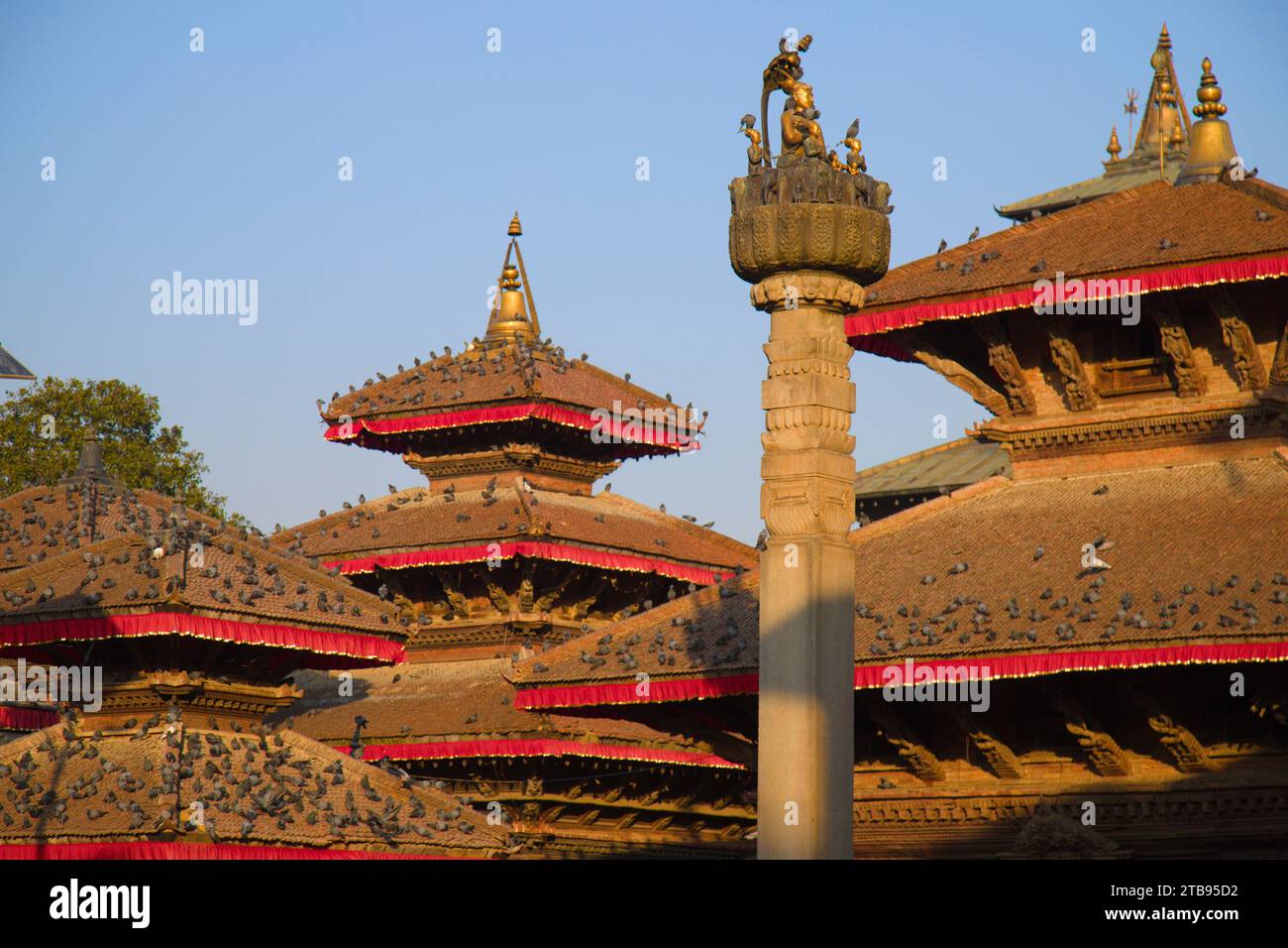 Nepal, Kathmandu, Durbar Square, King Pratap Malla statue, temples ...