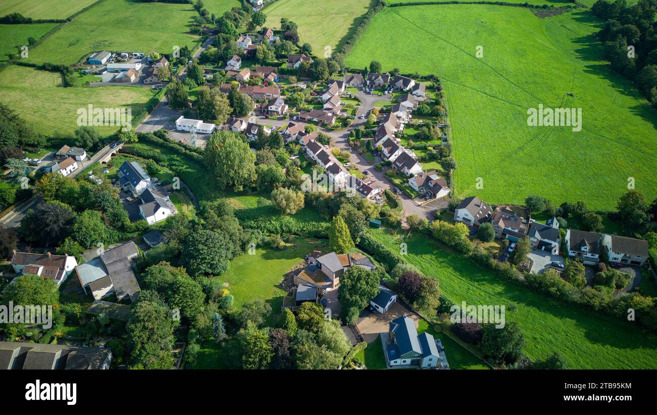 Aerial drone view over Chew Magna, the largest village in the Chew ...