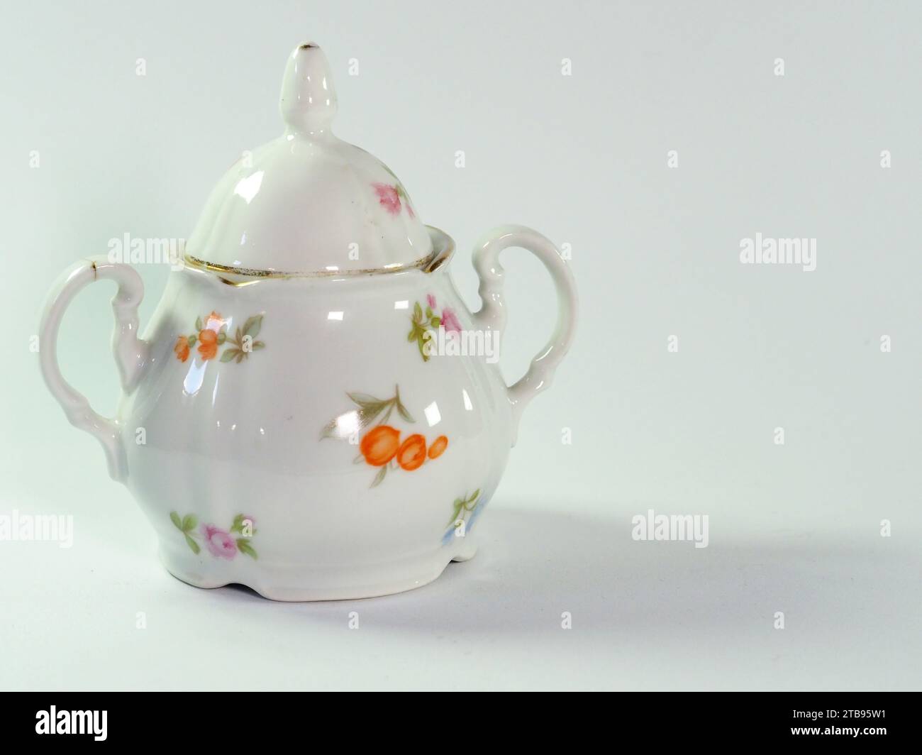 Vintage sugar bowl from Waldershof manufactory, Bavaria on a white ...