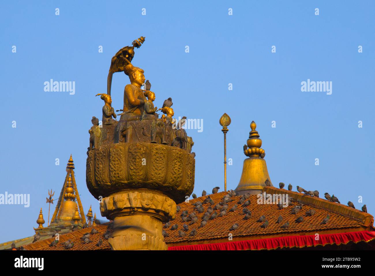 Nepal, Kathmandu, Durbar Square, King Pratap Malla statue, temples ...