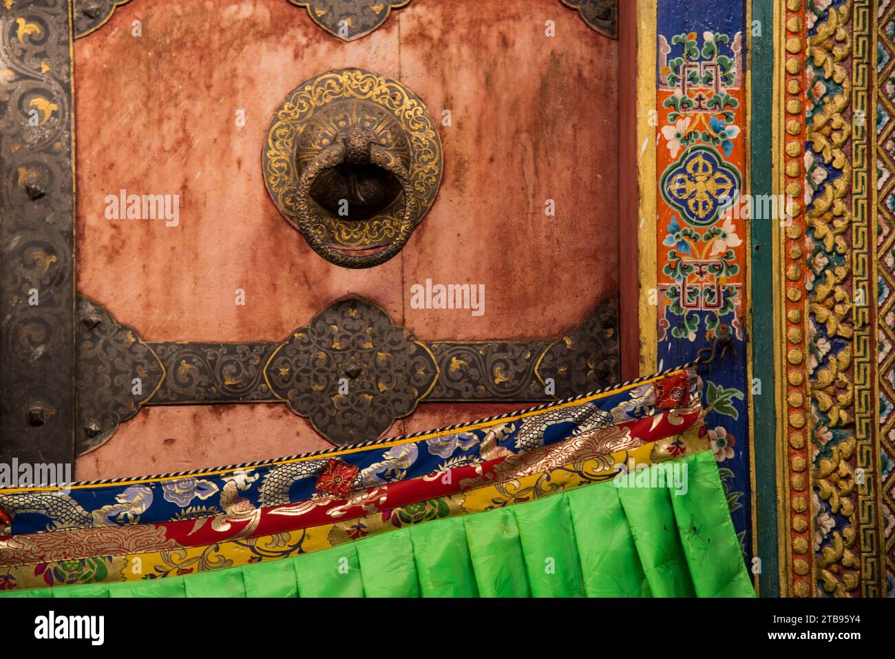 Architectural detail of the Jokhang temple, Lhasa; Lhasa, Tibet Stock ...