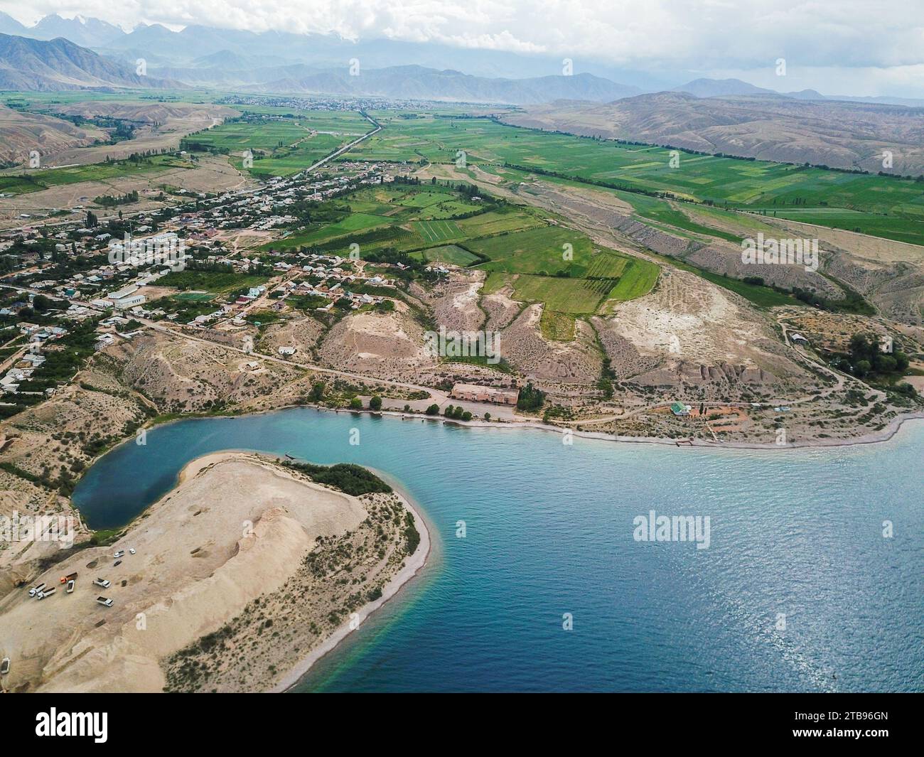 Aerial view of Issyk Kul lake in Kyrgyzstan Stock Photo - Alamy