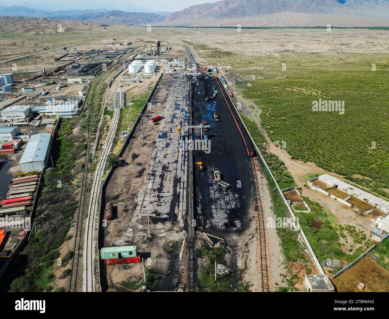 Aerial view of coal trucks hi-res stock photography and images - Alamy