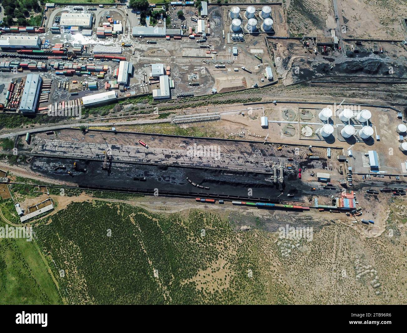 Aerial view of coal distribution plant Stock Photo - Alamy