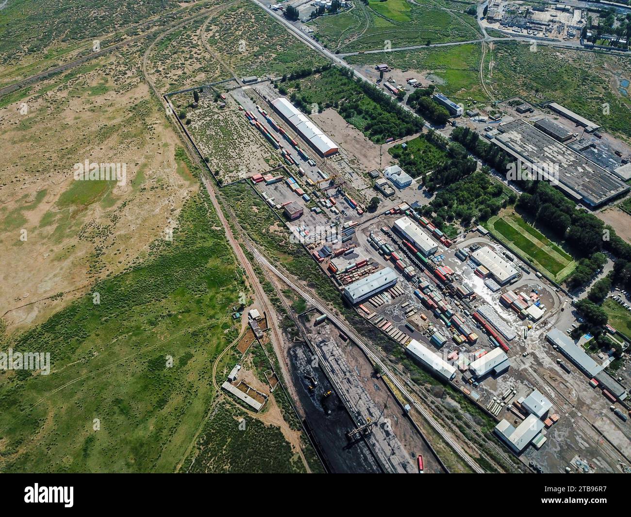 Aerial view of coal distribution plant Stock Photo - Alamy