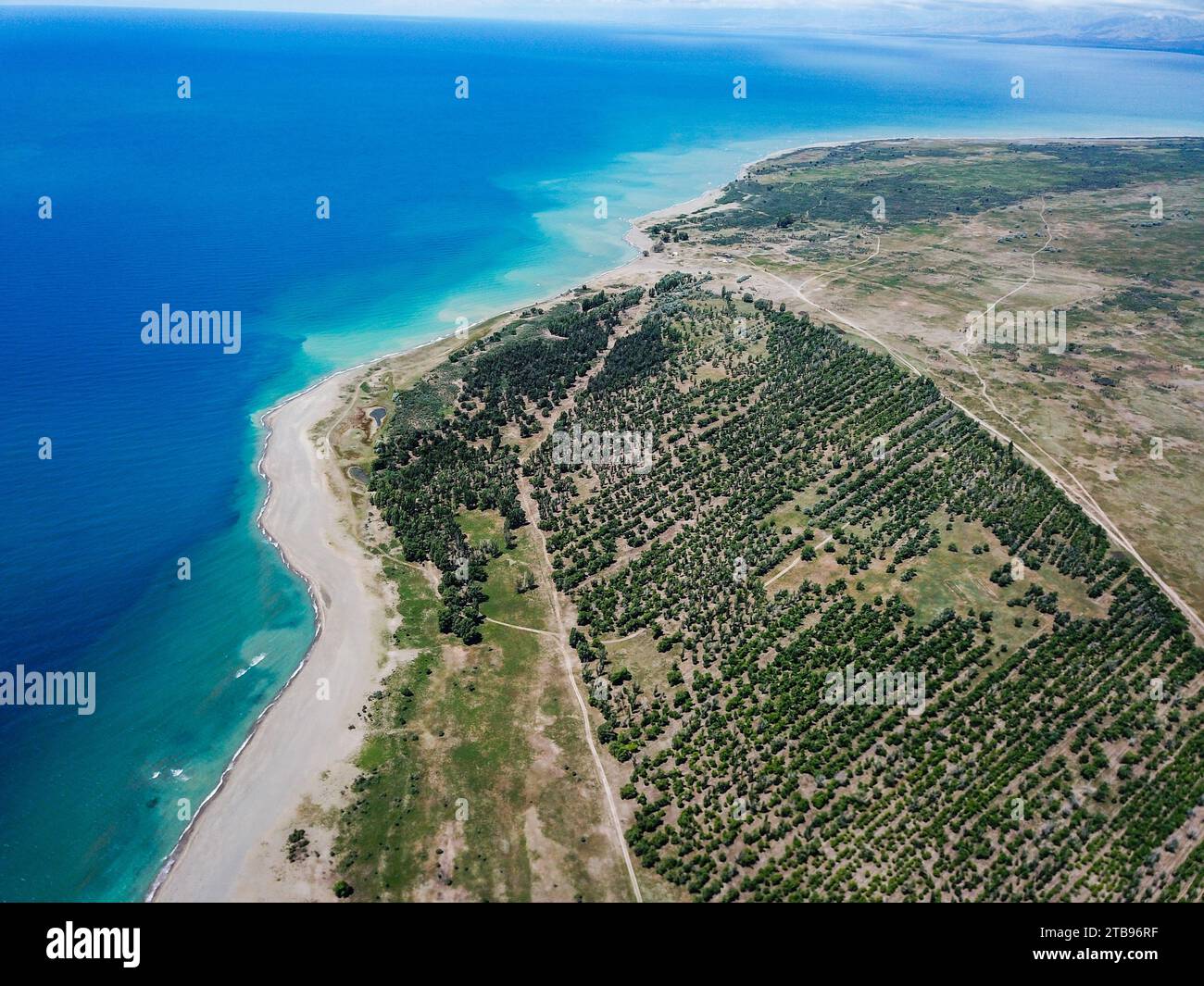 Aerial view of Issyk Kul lake in Kyrgyzstan Stock Photo - Alamy