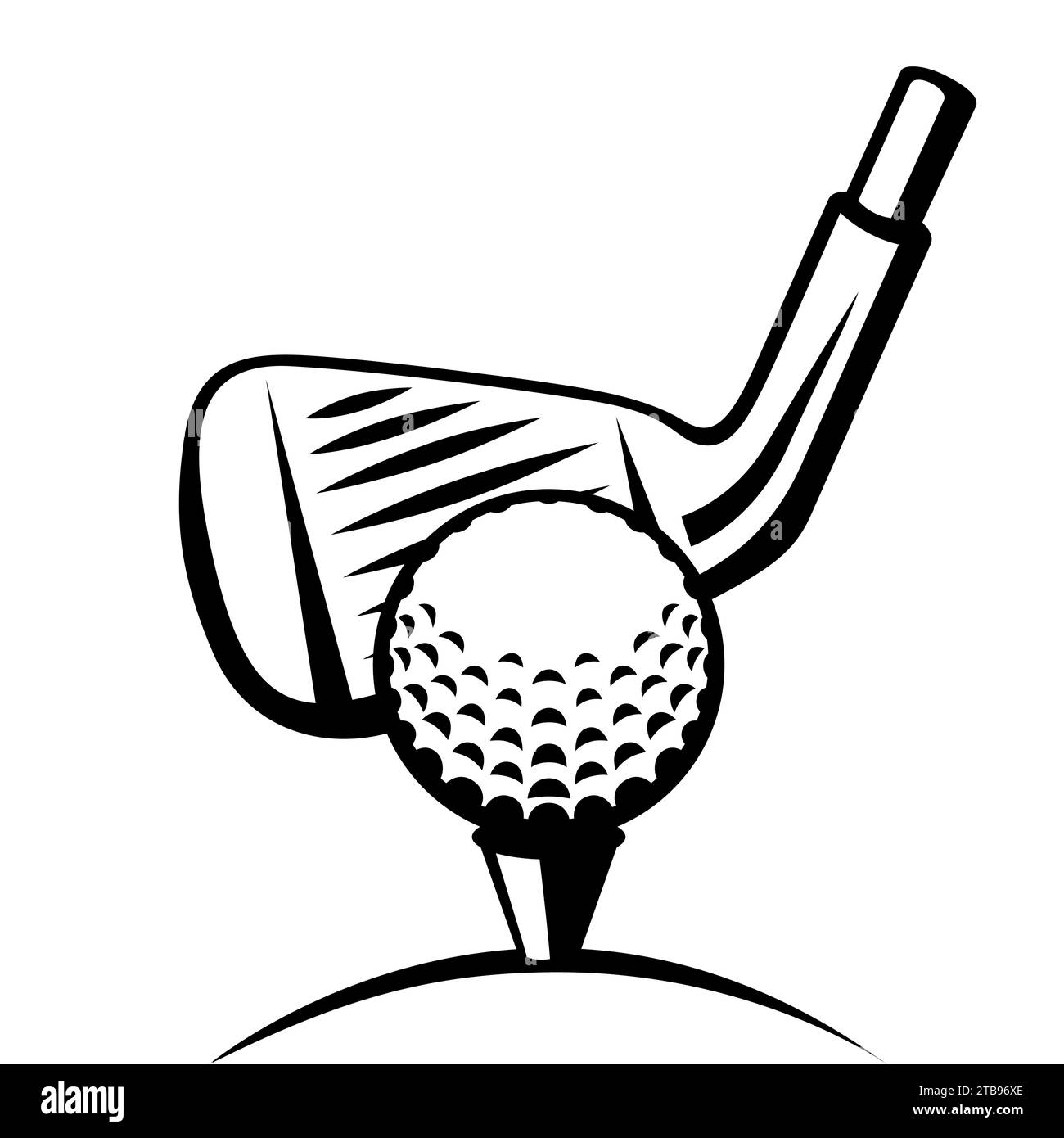 Golf stick and ball illustration. Sport club item or symbol Stock ...