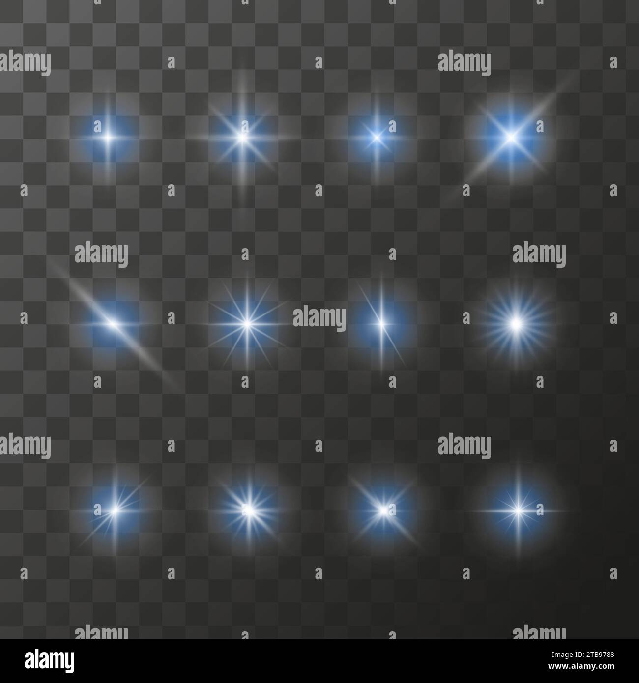 Shining star light rays glowing particles. Vector special effect on a transparent background ...