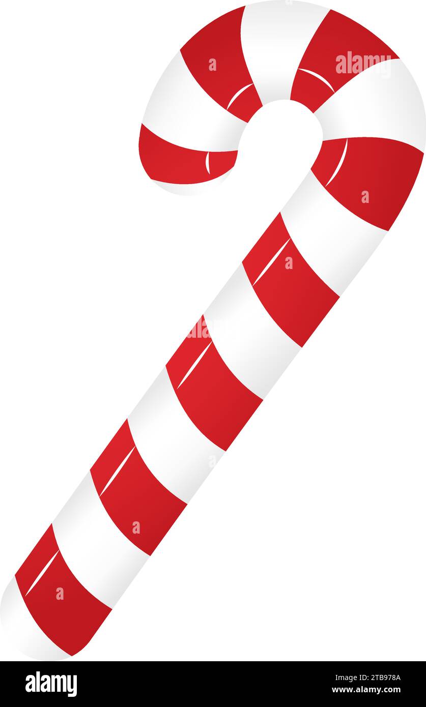 Peppermint candy cane with red and white stripes. A sweet food for ...