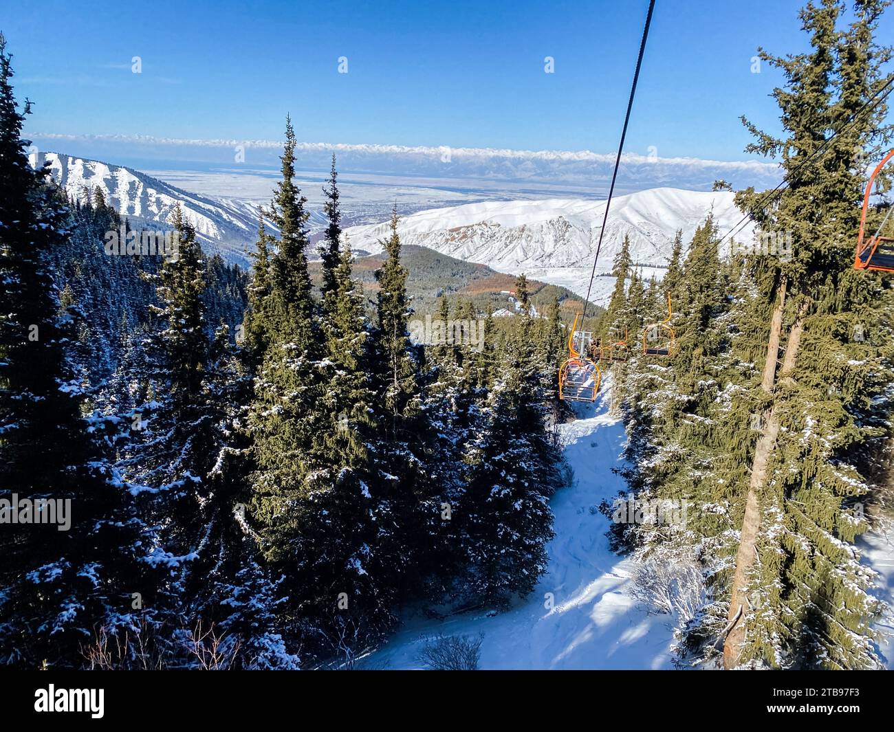 Ski gondola in the ski resort Stock Photo - Alamy