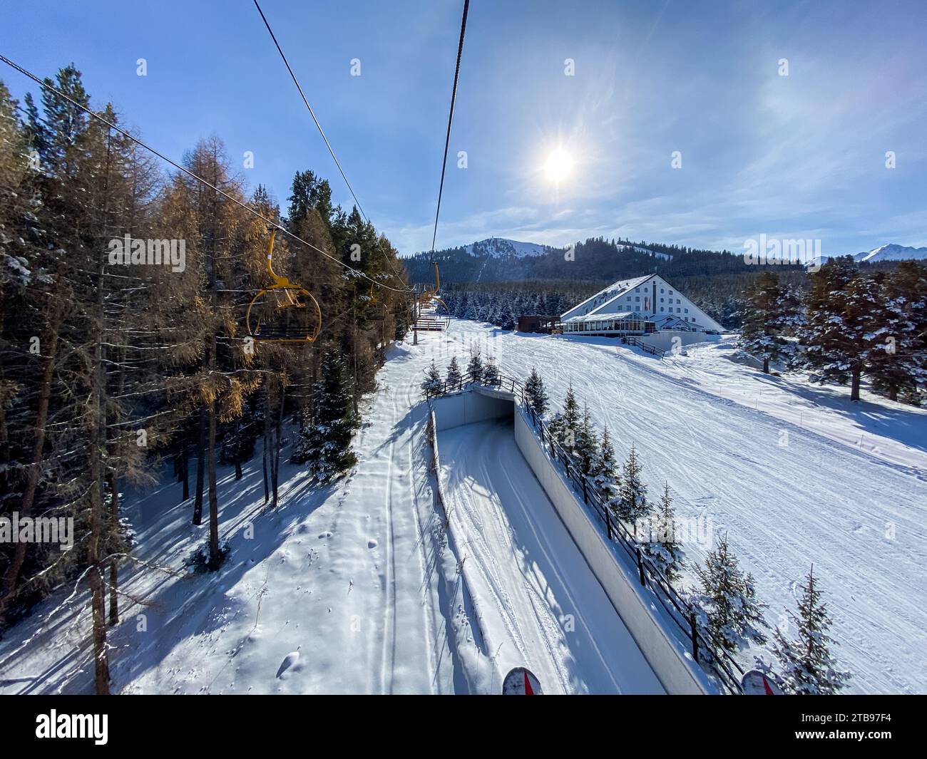 Ski gondola in the ski resort Stock Photo - Alamy