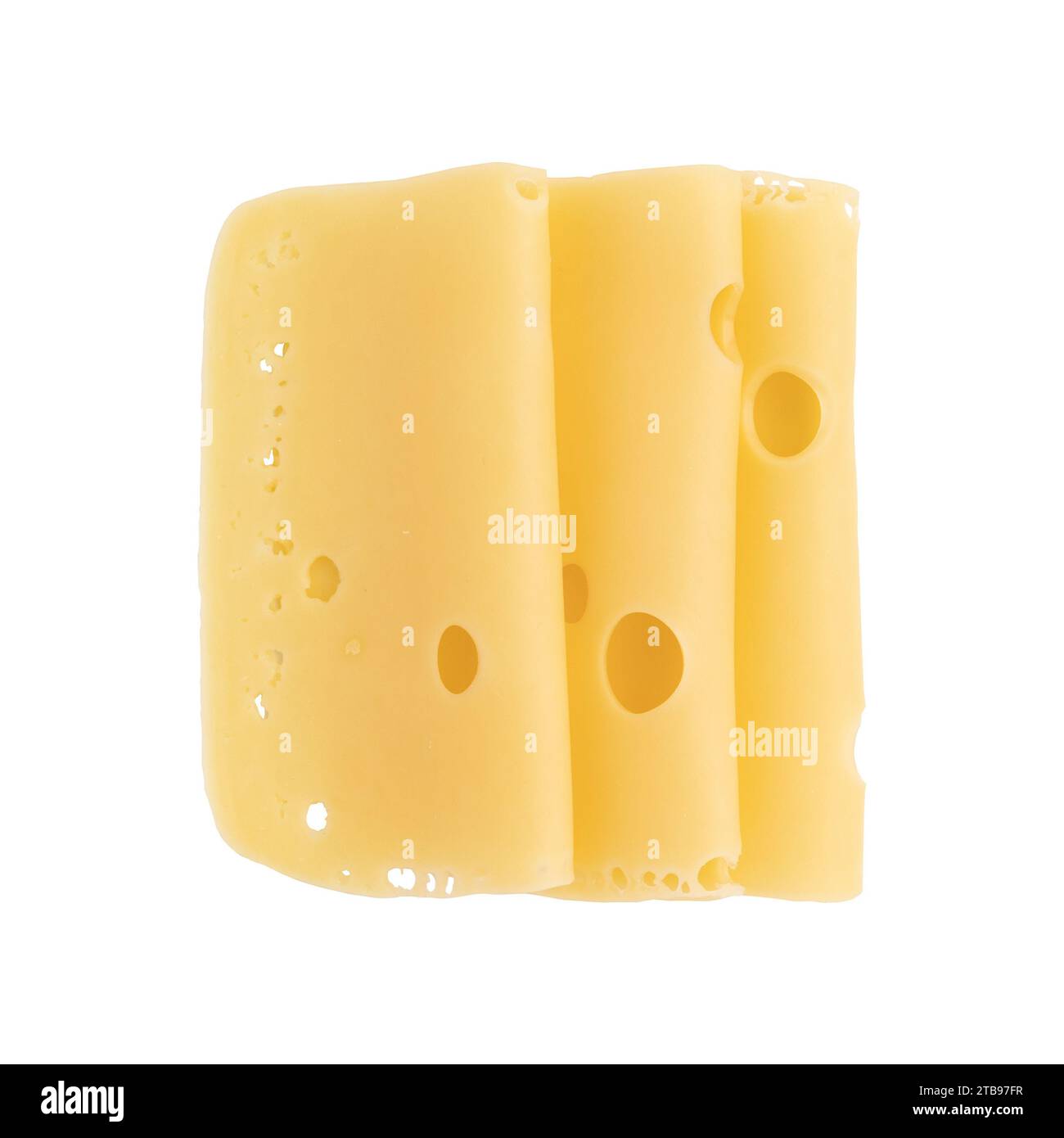 folded slices of cheese isolated on white background, pieces of sliced ...