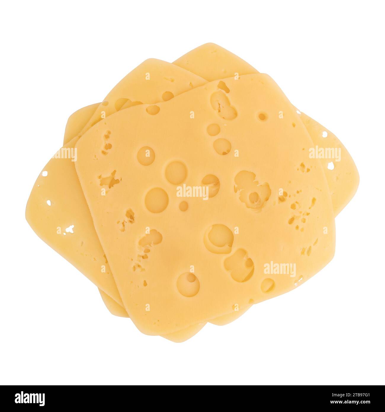 slices of cheese isolated on white background, pieces of sliced gouda ...