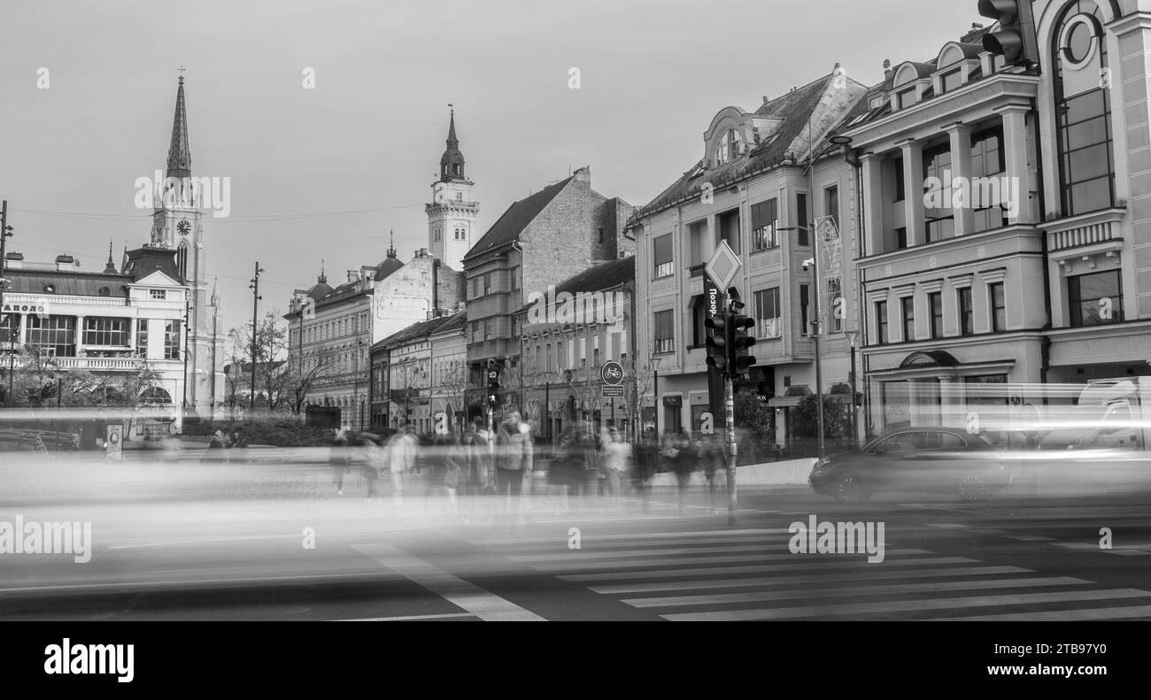 Town square in novi sad Black and White Stock Photos & Images - Alamy