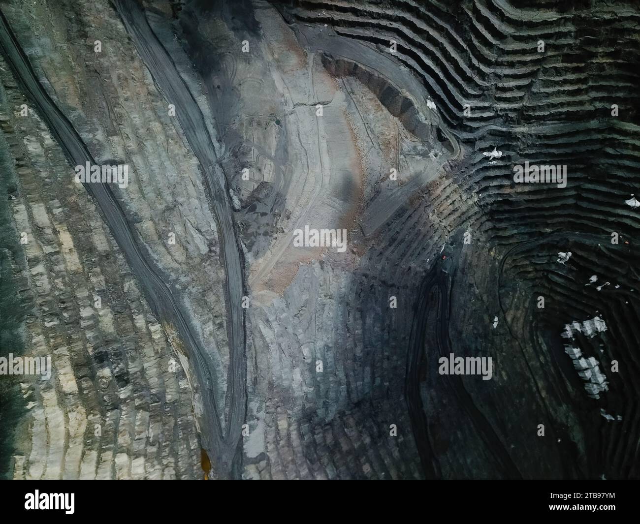 Aerial view of the Kumtor gold mine in Kyrgyzstan, Issyk-Kul region ...
