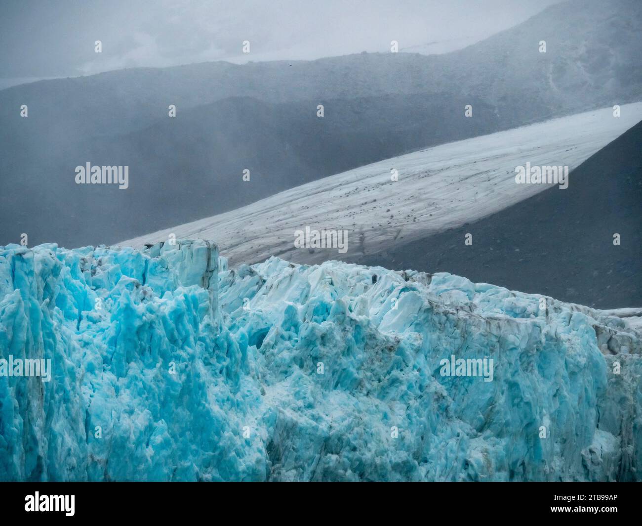 Detail of Tidewater glacier off the west coast of Svalbard archipelago ...