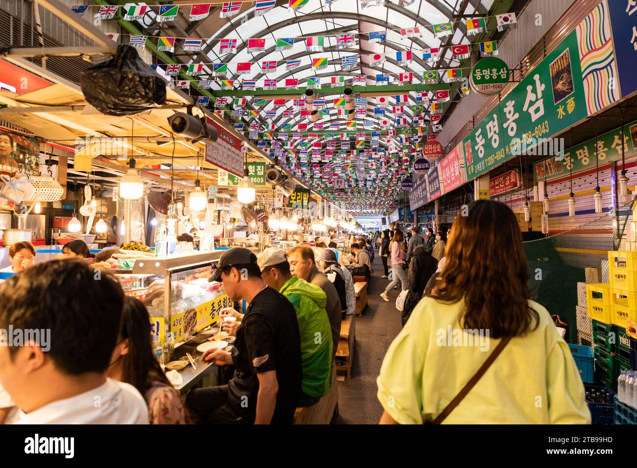 Seoul, South Korea - April 10, 2022: Inside of the Gwangjang market in ...