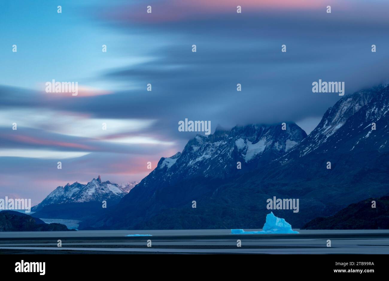 Iceberg off Grey Glacier that comes down from the southern Patagonian ...