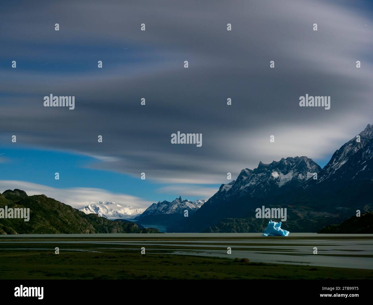 Iceberg off Grey Glacier that comes down from the southern Patagonian ...