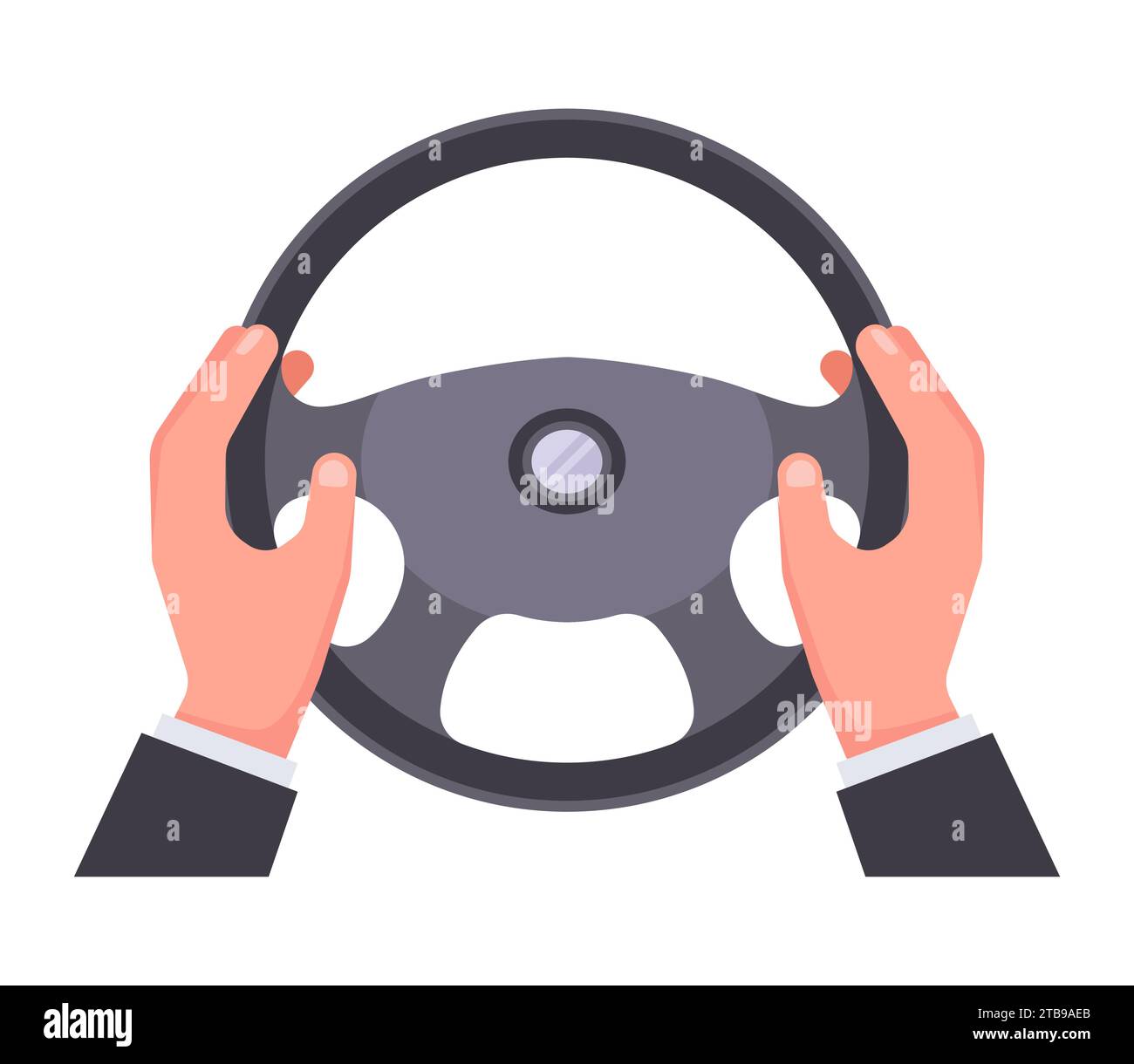 car steering wheel with hands. flat vector illustration Stock Vector ...