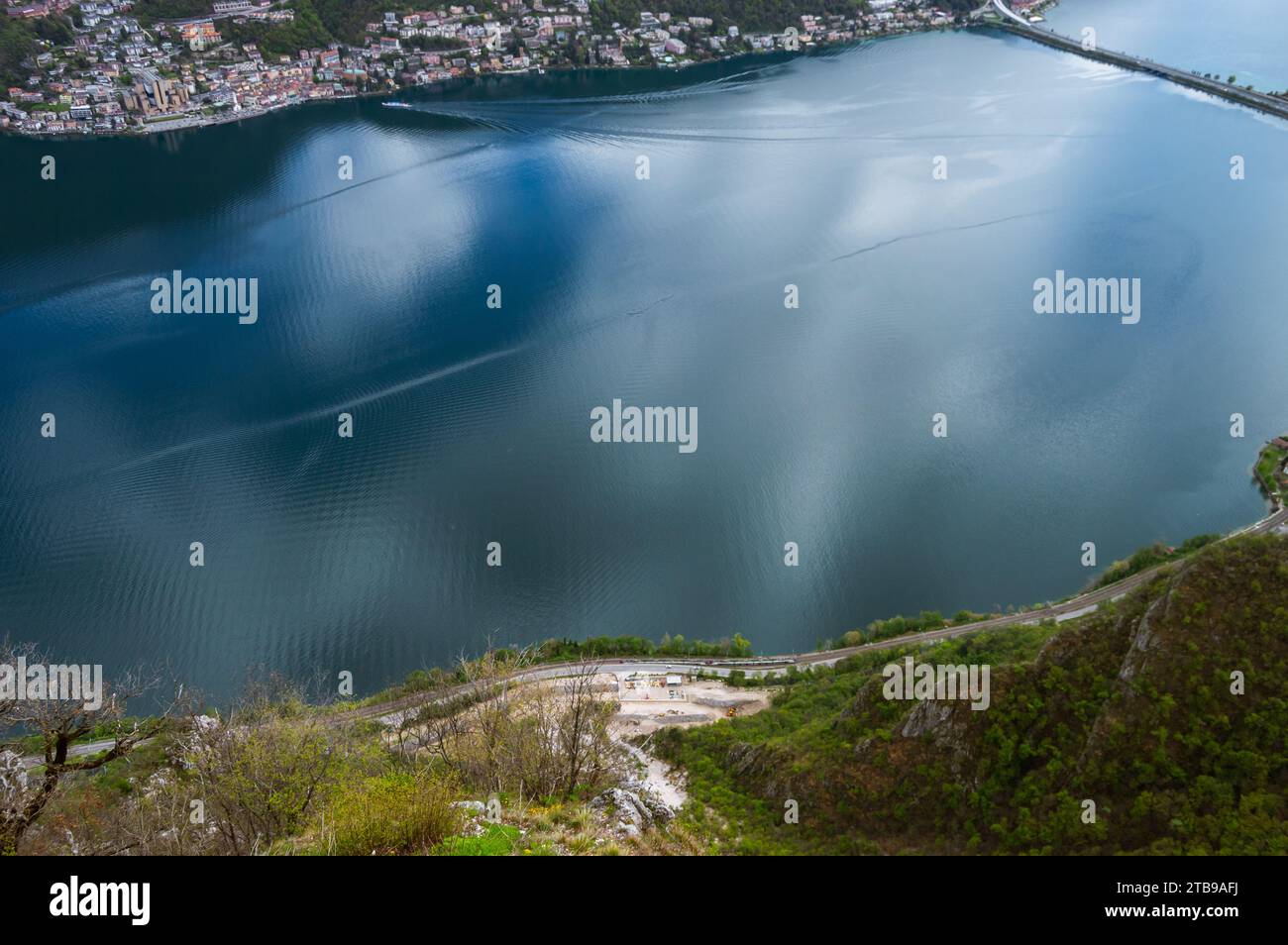 The Melide causeway crosses across Lake Lugano in the Swiss canton of ...