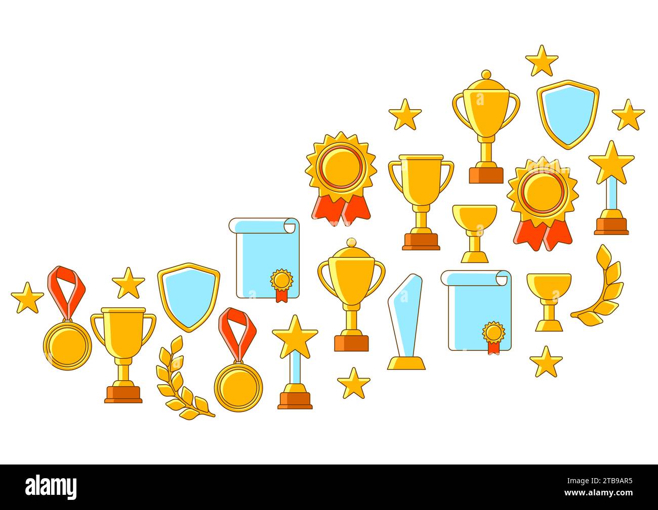 Awards and trophy background. Reward items for sports or corporate ...