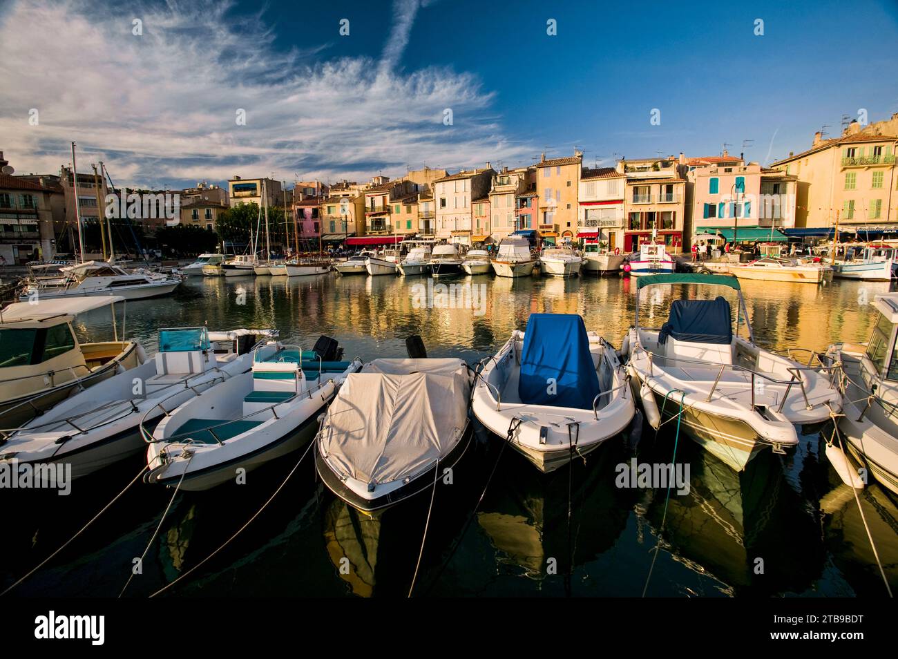 Boats moored in the harbor of Cassis; Cassis, French Riviera, France ...