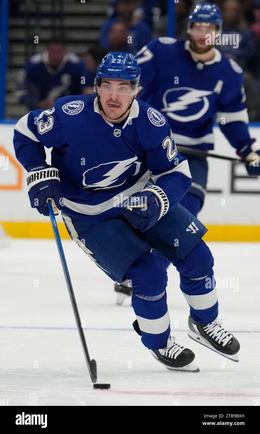 Tampa Bay Lightning center Michael Eyssimont (23) against the Dallas ...
