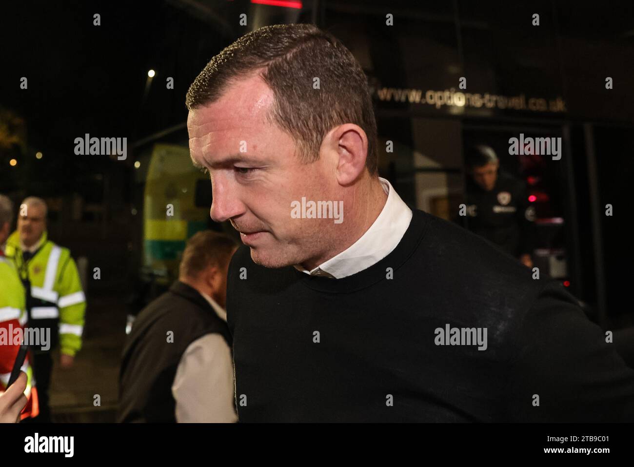 Neill Collins Head coach of Barnsley arrives during the Bristol Street ...