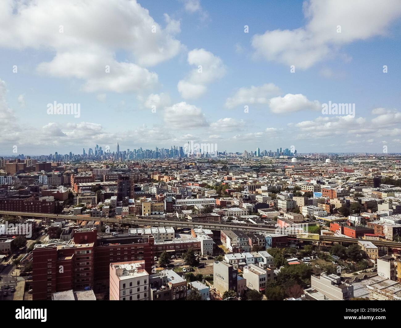 The skylines of New York City a view from Brooklyn Stock Photo - Alamy