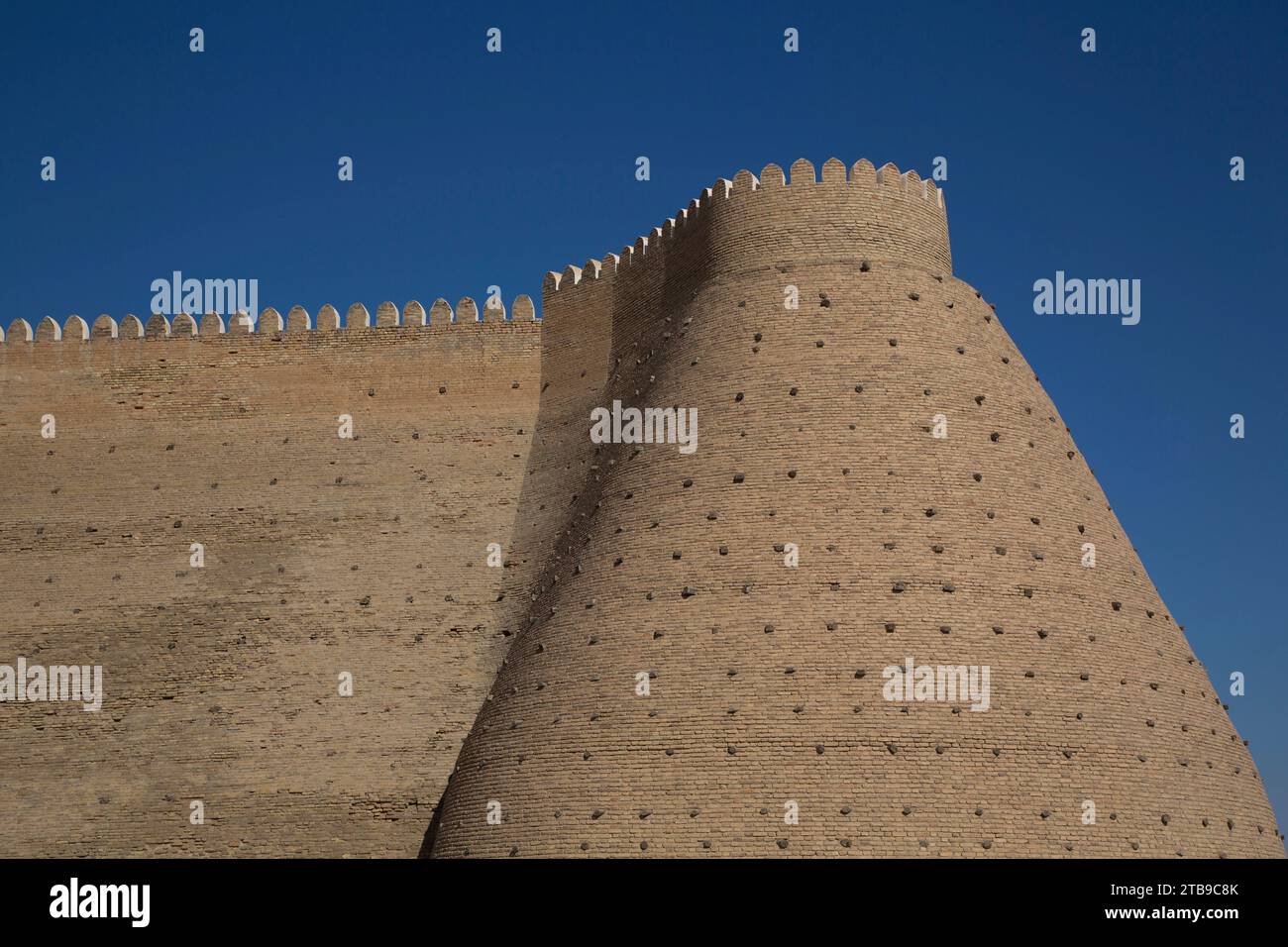 Fortress wall of the Ark of Bukhara in Uzbekistan; Bukhara, Uzbekistan ...